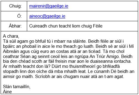 Junior Cycle Irish (Ordinary) EDCO Sample A: Q6