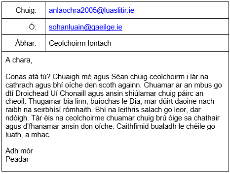 Junior Cycle Irish (Ordinary) EDCO Sample A: Q5