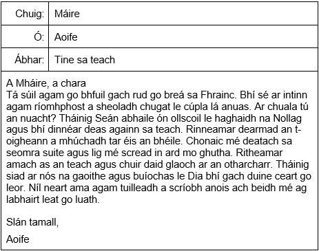 Junior Cert Irish (Ordinary) SEC Sample: Q6