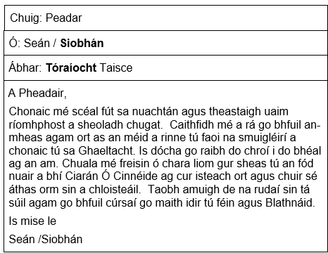 Junior Cycle Irish (Higher) EDCO Sample B: Q8