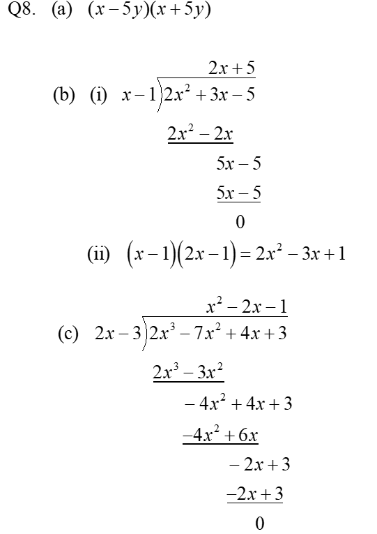 Junior Cert Maths (Higher) Edco Sample A Q8