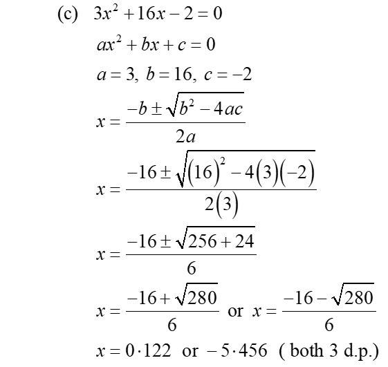 Junior Cert Maths (Higher) Edco Sample A Q9
