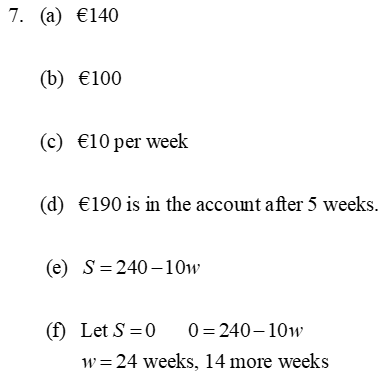 Junior Cert Maths (Ordinary) Edco Sample A Q7