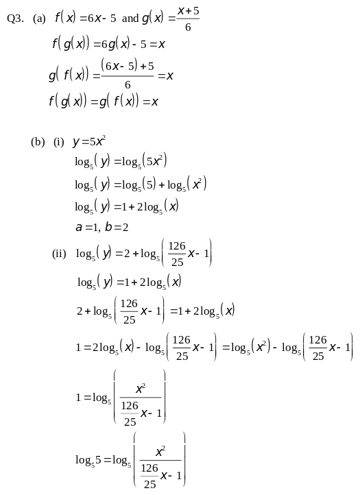 Leaving Certificate Maths (Higher) 2020: Paper 1 Q3