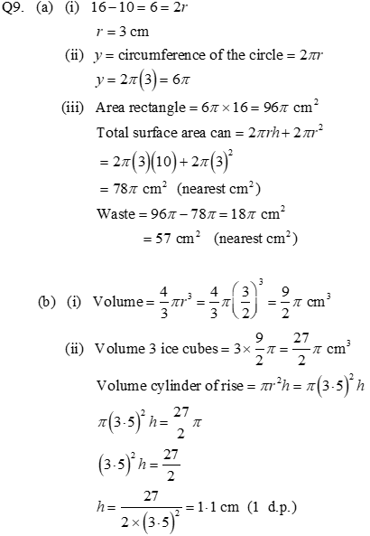 Leaving Certificate Maths (Ord) 2020: Paper 2 Q9