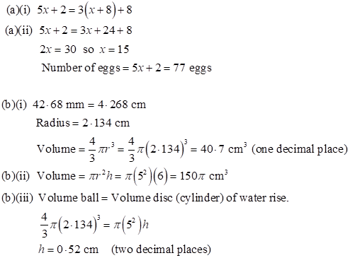 Junior Cert Maths (Higher) Edco Sample A Q12