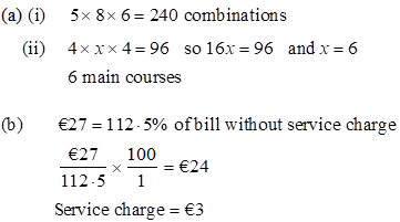 Junior Cert Maths (Higher) Edco Sample C Q1