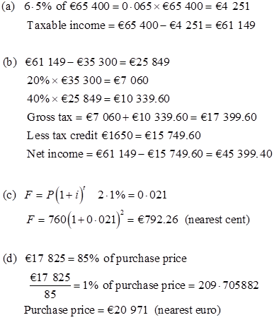 Junior Cert Maths (Higher) Edco Sample C Q5