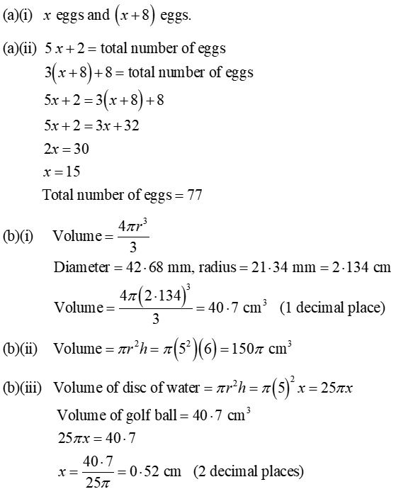 Junior Cycle Maths (Higher) Q12