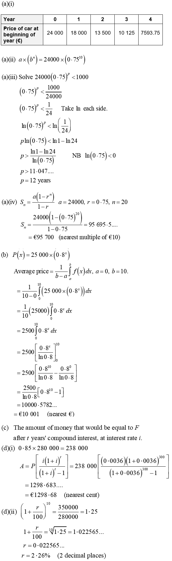 Leaving Certificate Maths (Higher) 2022 Deferred: Paper 1 Q7