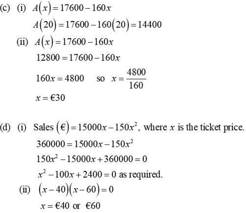 Leaving Certificate Maths (Ord) 2024: Paper 1 Q9