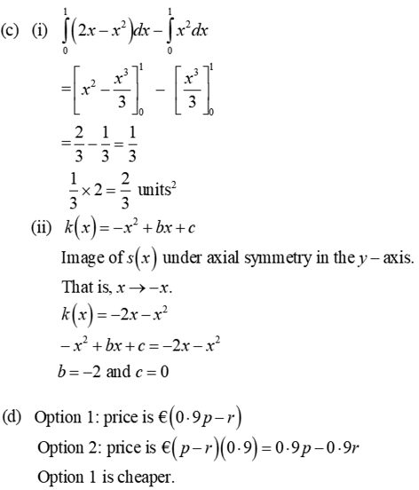 Leaving Certificate Maths (Higher) 2024: Paper 1 Q10